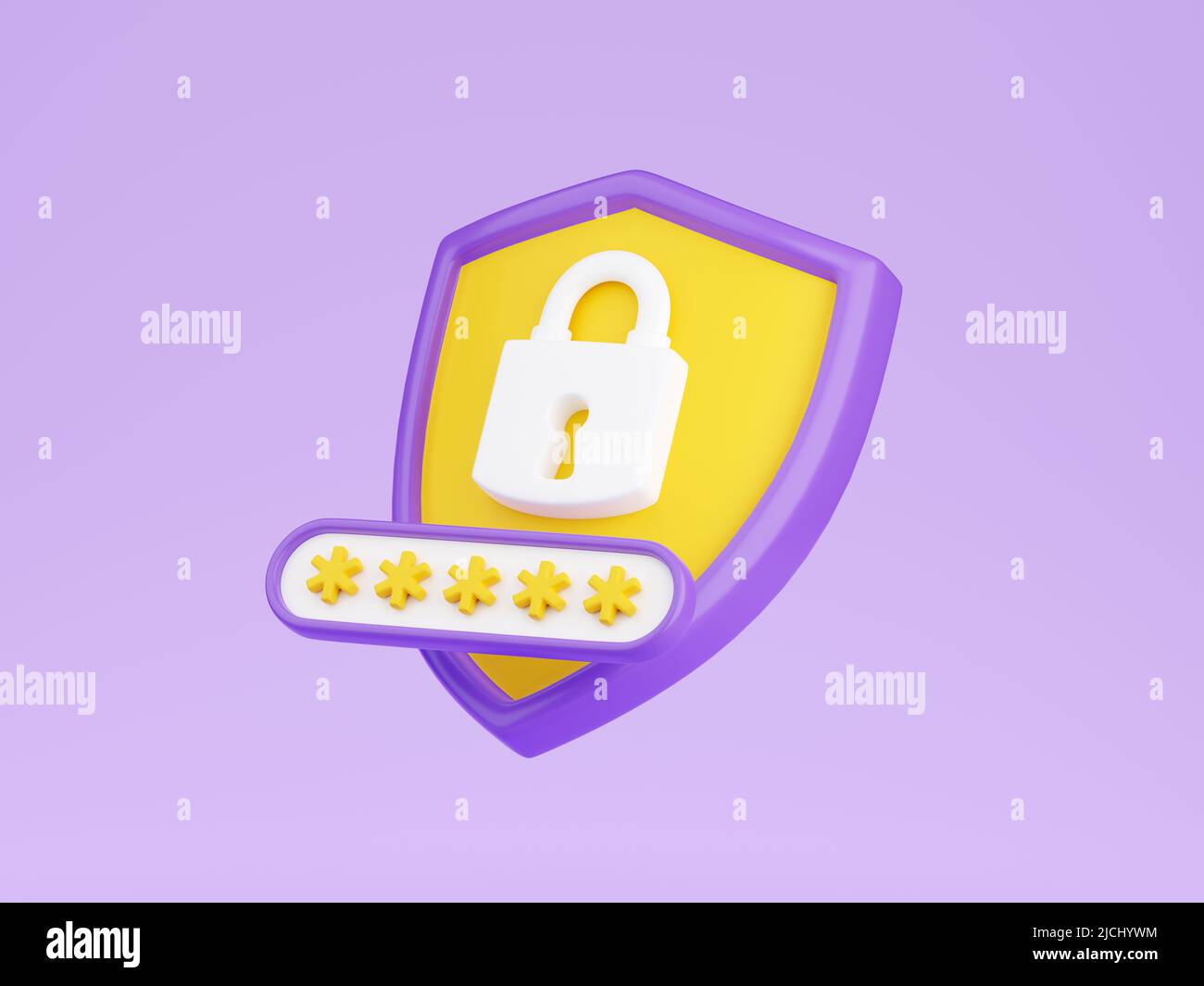 Shield with padlock 3d render - security and safety concept with closed ...