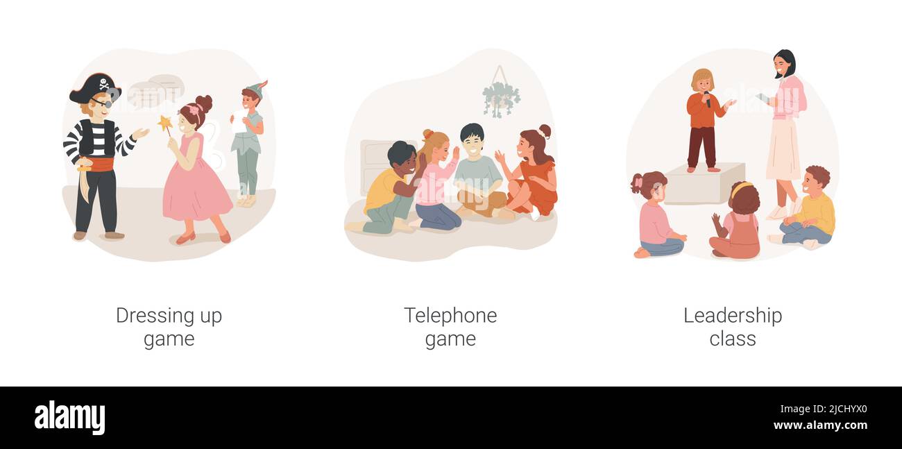 Gradeschoolers social and communication skills isolated cartoon vector ...