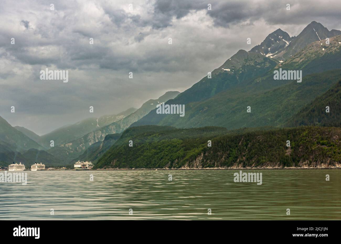 Skagway, Alaska, USA - July 20, 2011: Taiya Inlet above Chilkoot Inlet ...