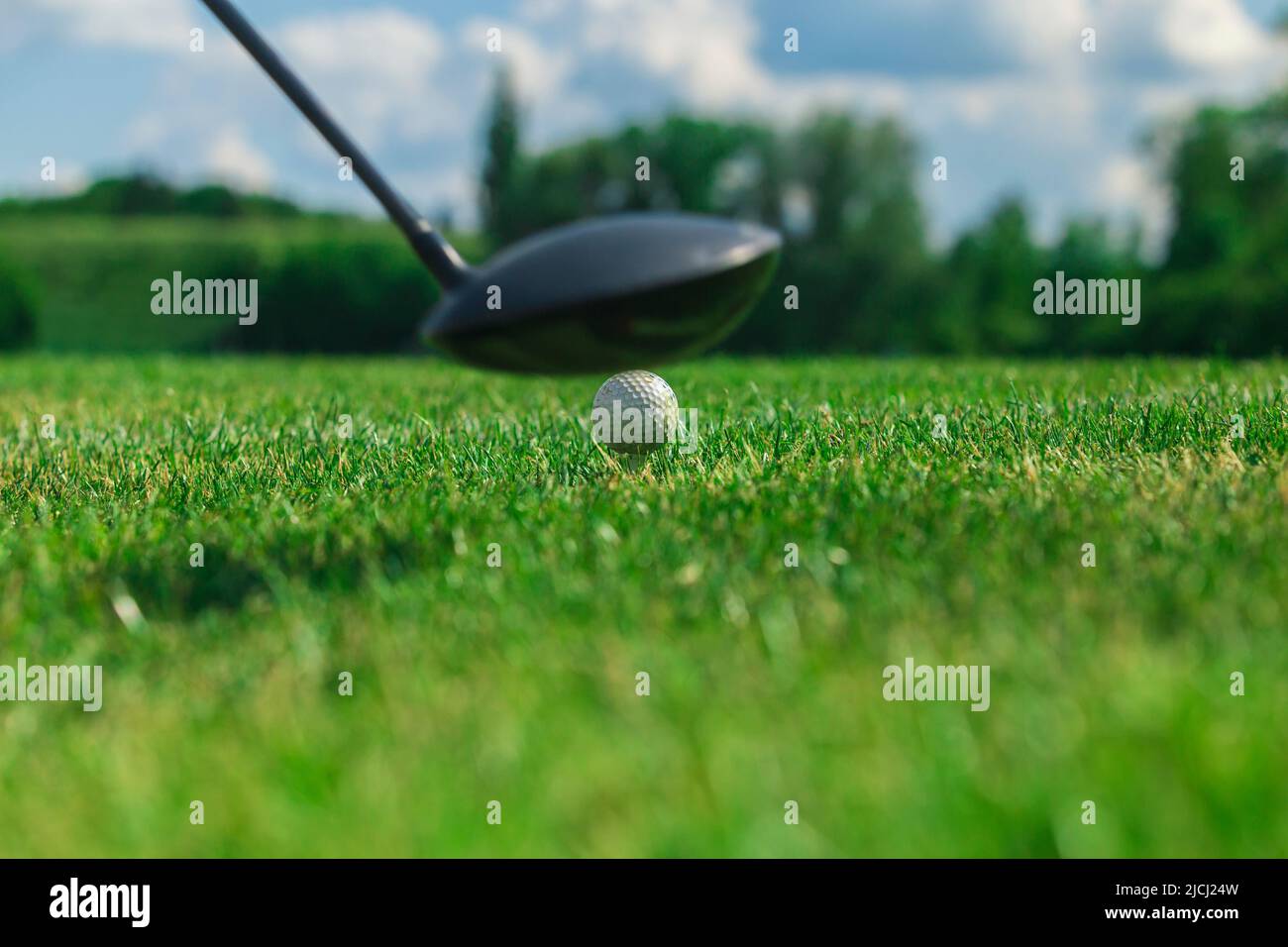 Playing golf. Golf course. Golf ball and club Stock Photo - Alamy