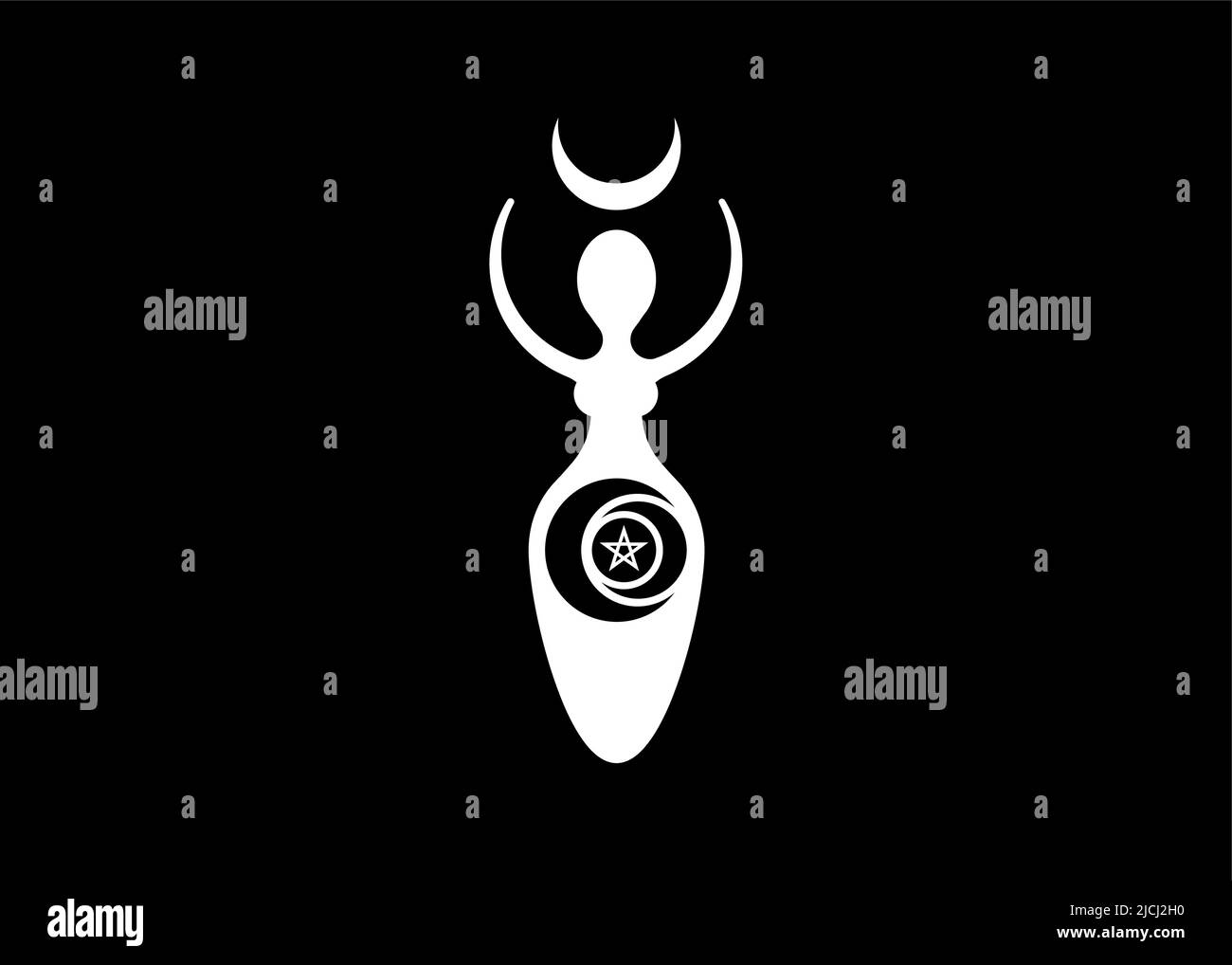 Wiccan Woman Logo triple moon goddess, crescent moon, pentacle pagan ...