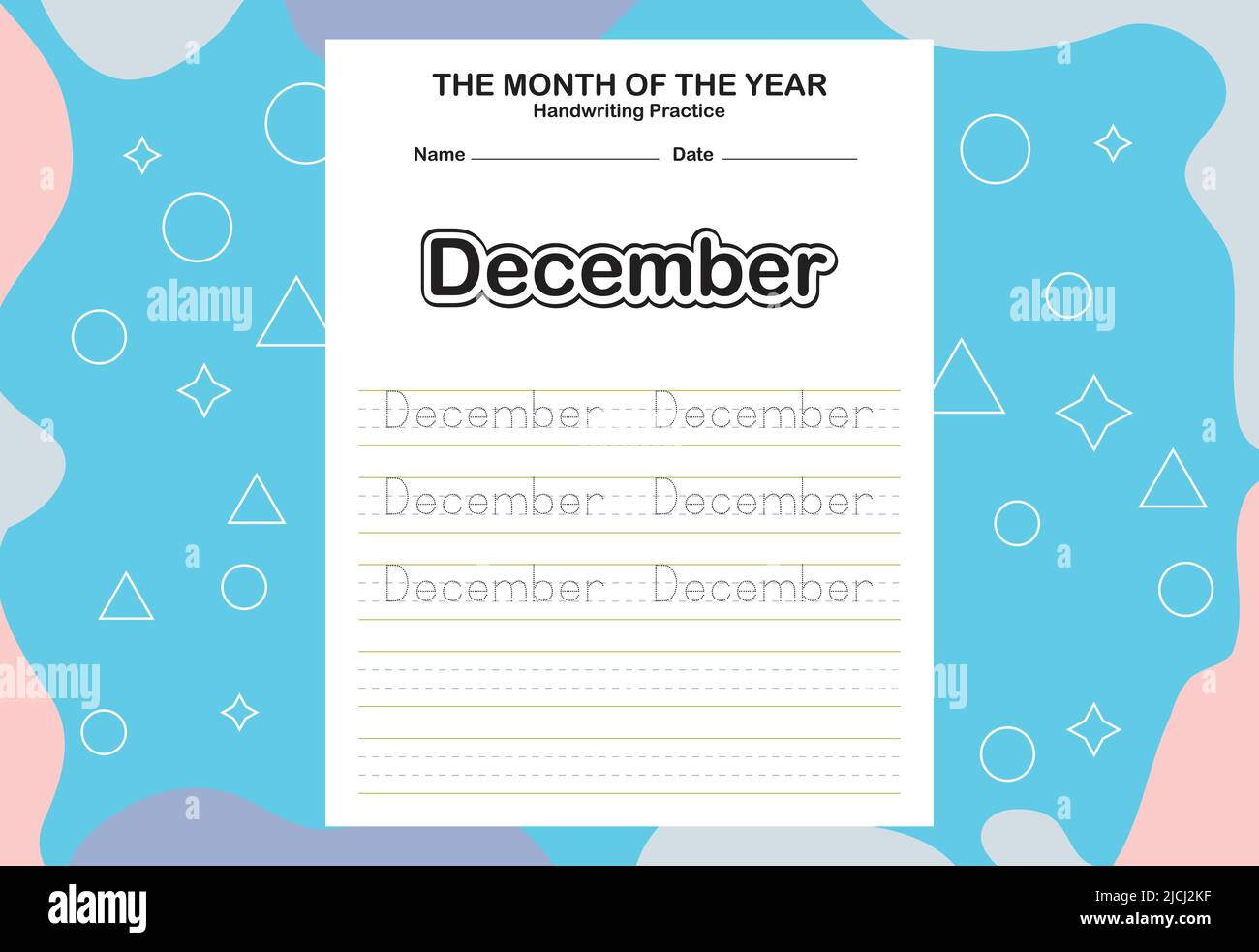 Month name of the year trace and writing practice sheet Stock Vector ...