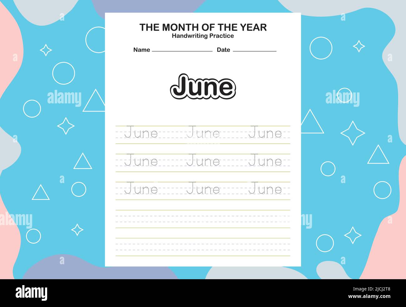 Month name of the year trace and writing practice sheet Stock Vector ...