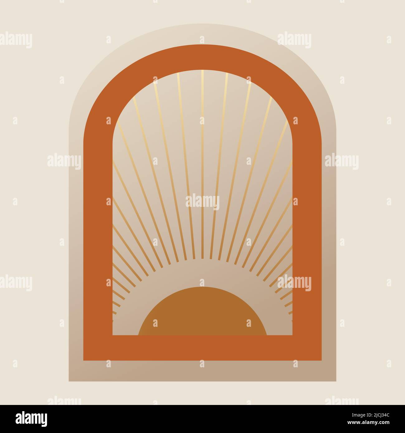 Boho linear gradient sun with arch illustration Stock Vector Image ...