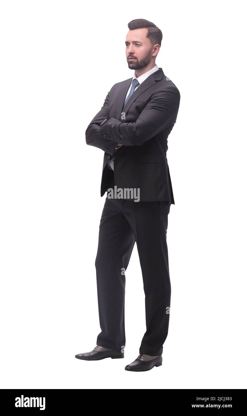 in full growth. smiling young businessman . isolated on white Stock ...