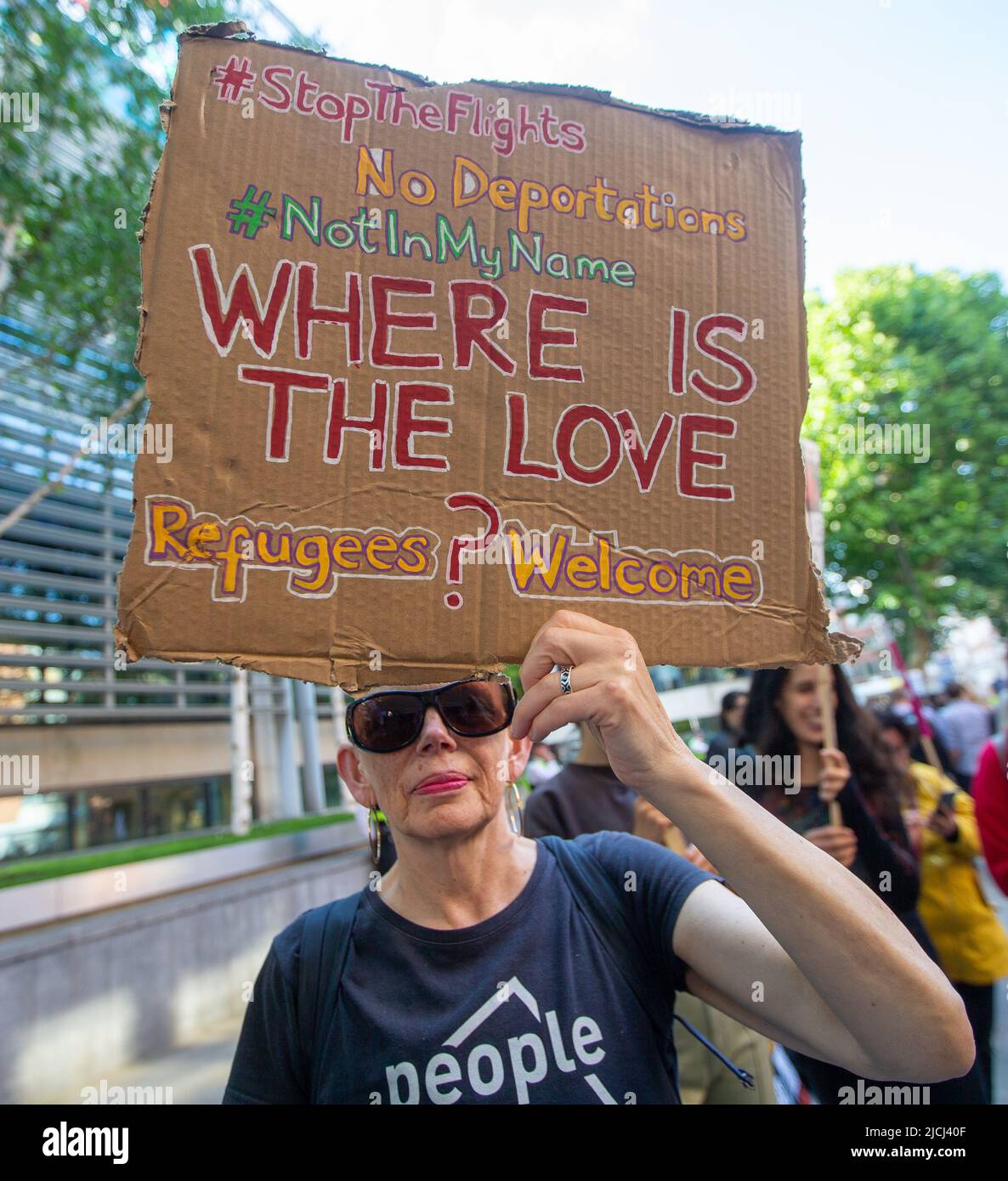 London, England, UK. 13th June, 2022. Hundreds stage a protest outside ...