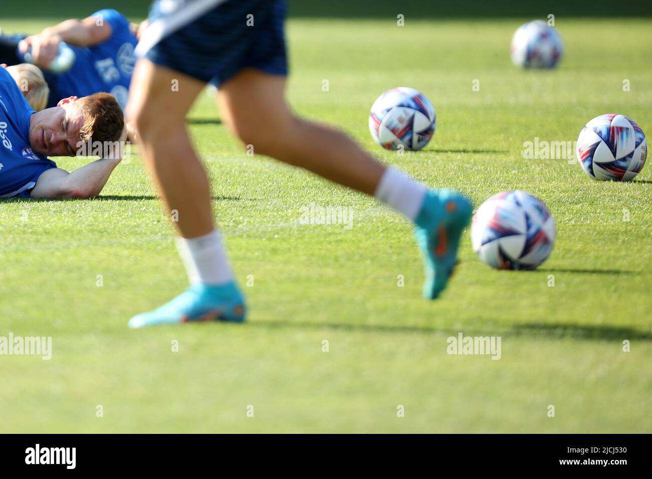 Finnish football players on training session before tomorrow's UEFA ...