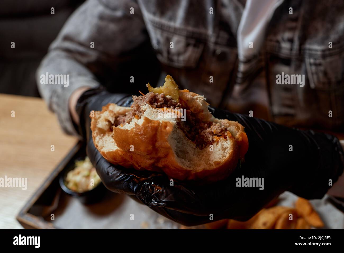 Eating big burger open hi-res stock photography and images - Alamy
