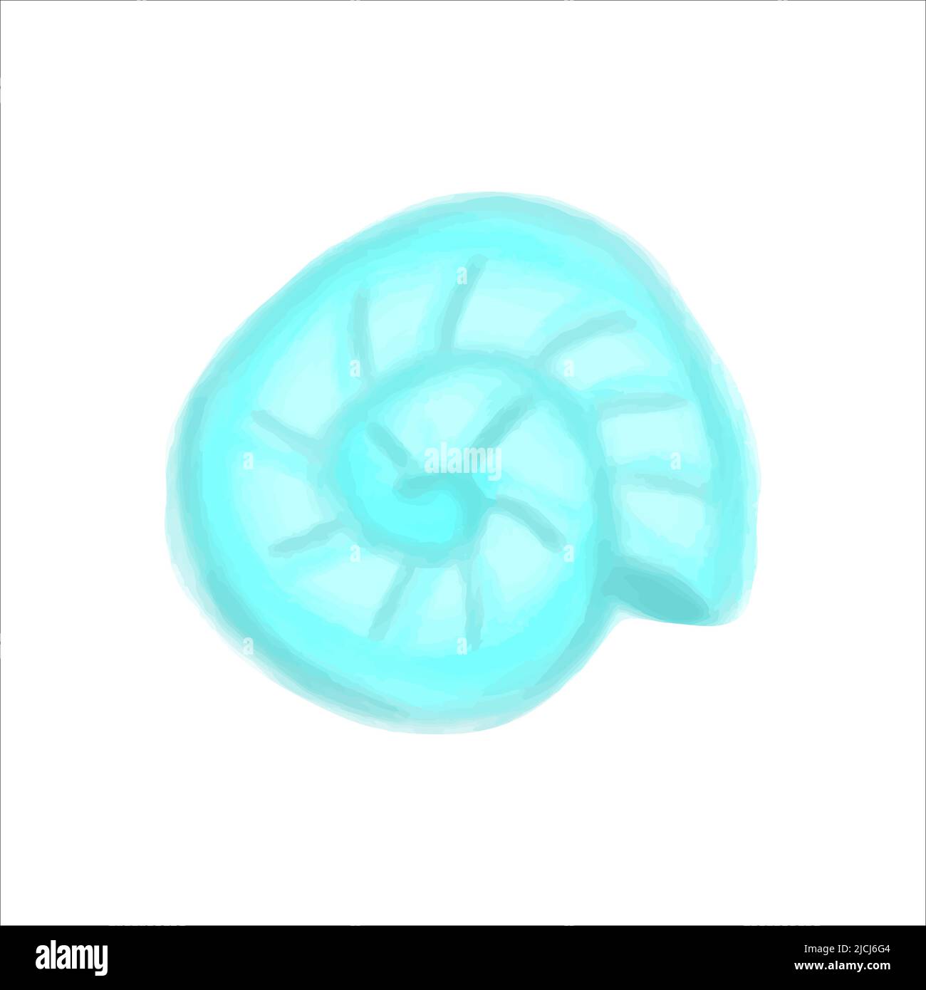 Vector Blue sea shell painted in watercolor. Summer illustration Stock ...