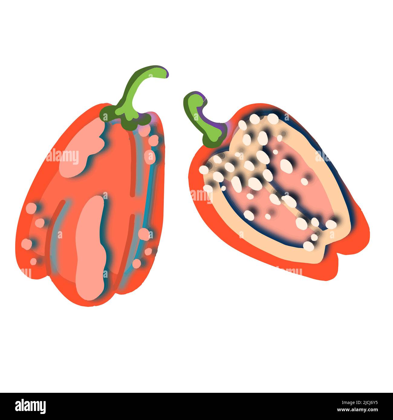 Vector Bell pepper drawn in paper cut style. Ripe vegetable ...