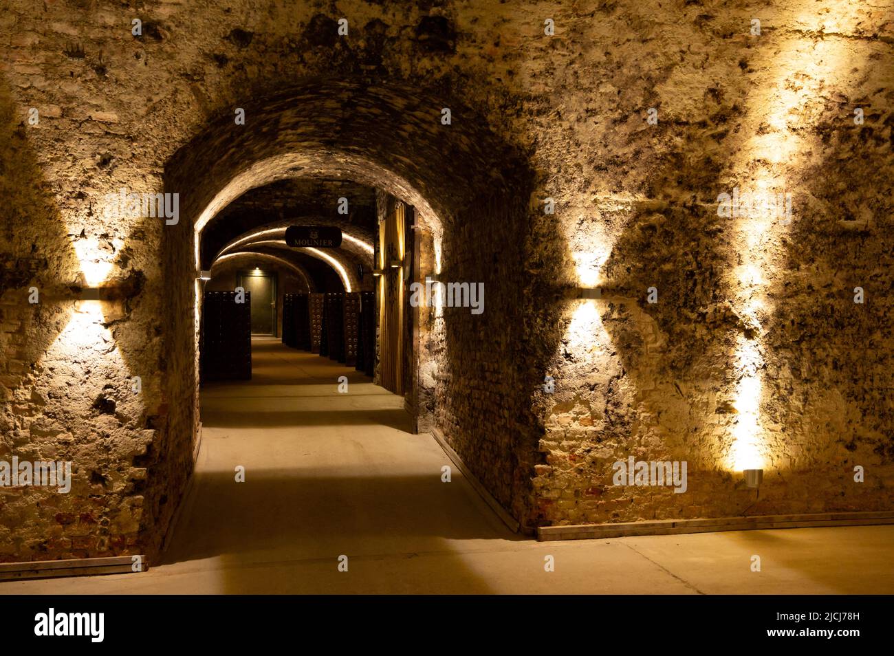 Sparkling dry white and rose wine production by traditional method in ...