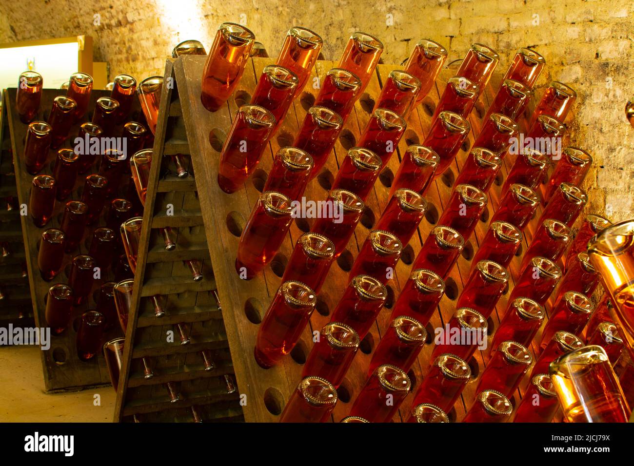 Sparkling dry rose wine production by traditional method in underground ...