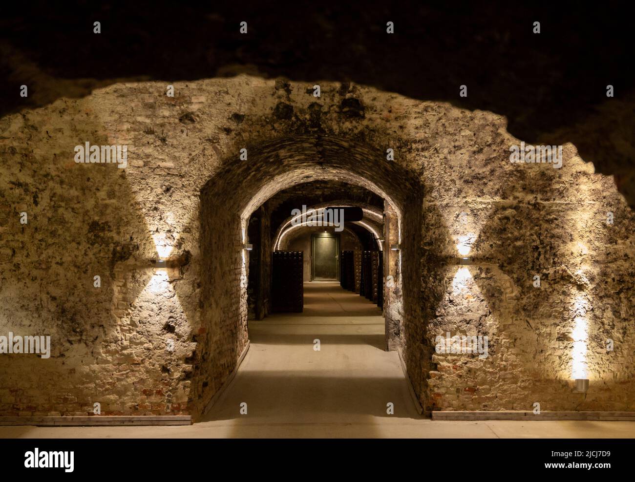 Sparkling dry white and rose wine production by traditional method in ...