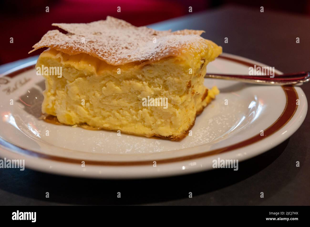 Austrian sweet dessert, filled with white cheese strudel served warm in ...