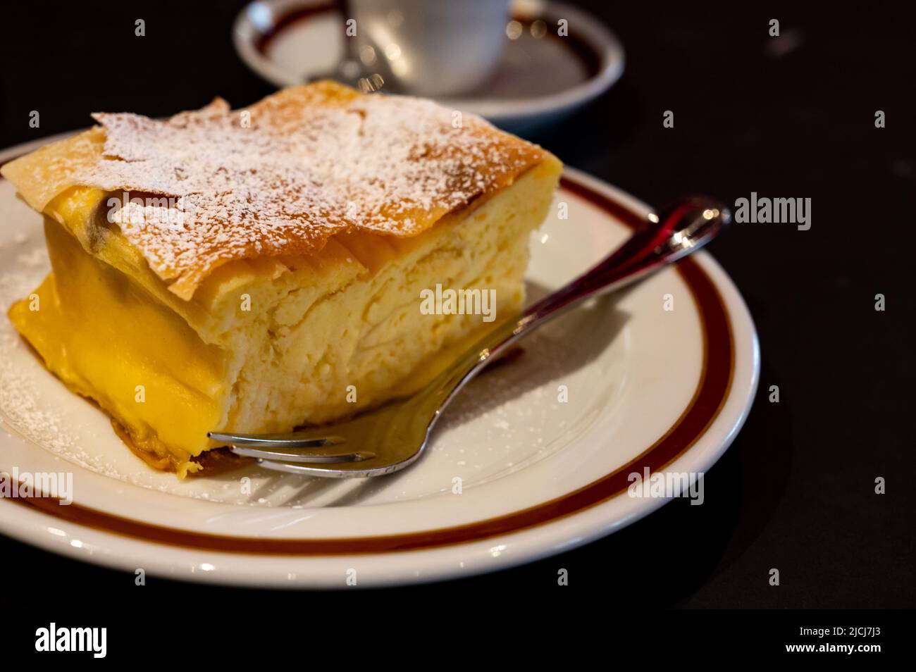 Austrian sweet dessert, filled with white cheese strudel served warm in ...