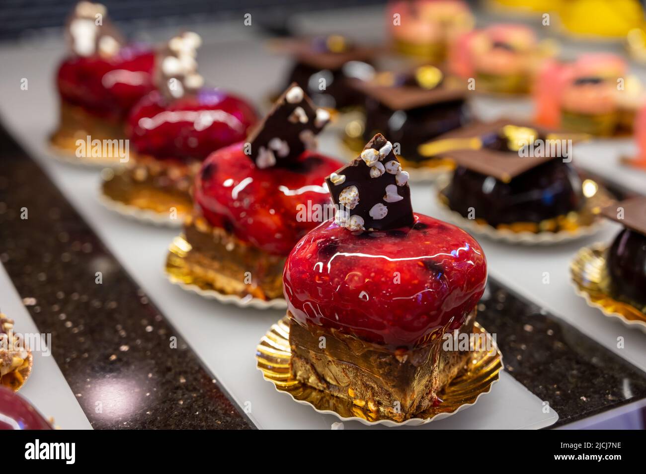 Austrian desserts, different types of chocolate and fruit cakes in ...