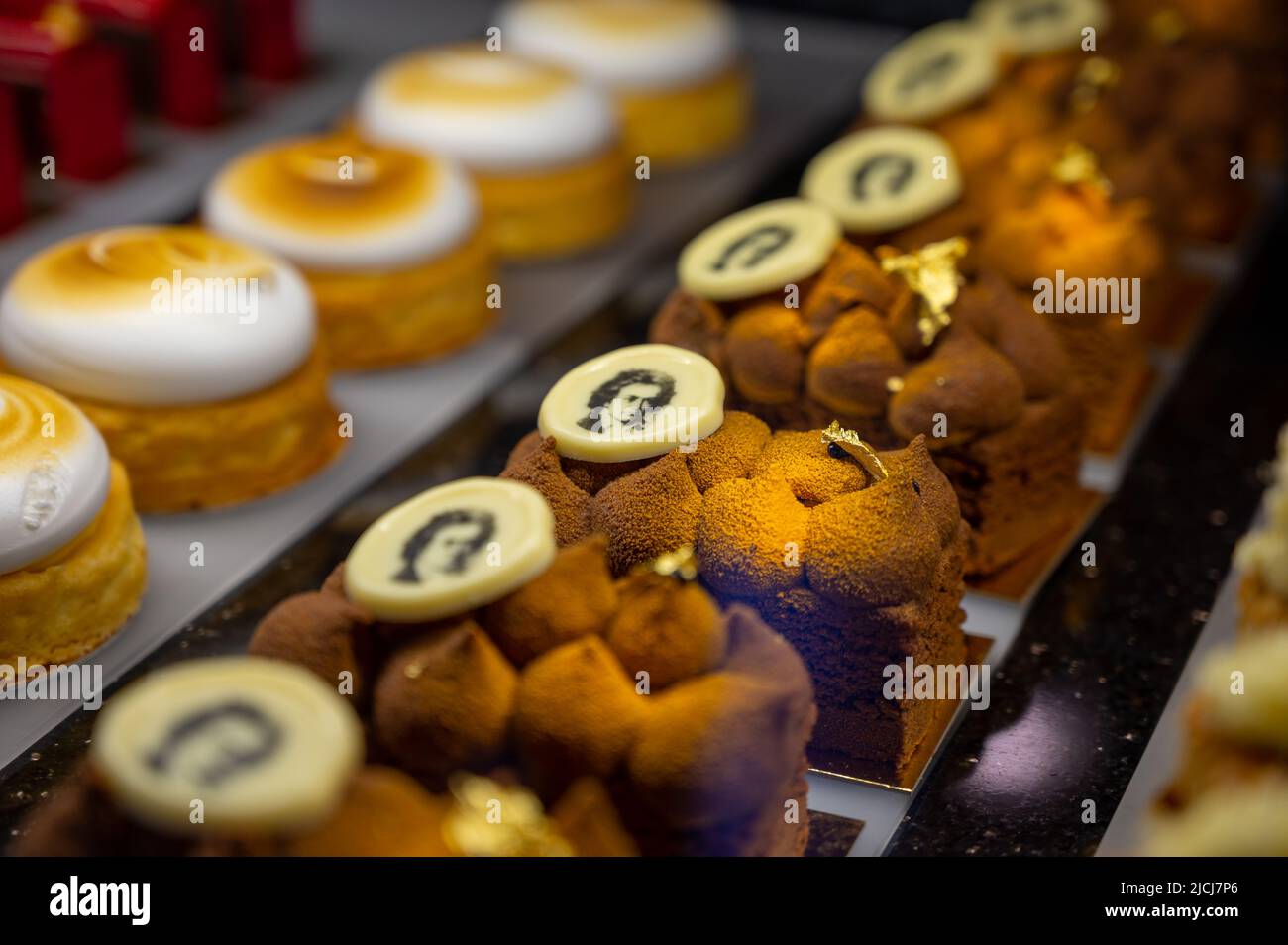 Austrian desserts, different types of chocolate and fruit cakes in ...