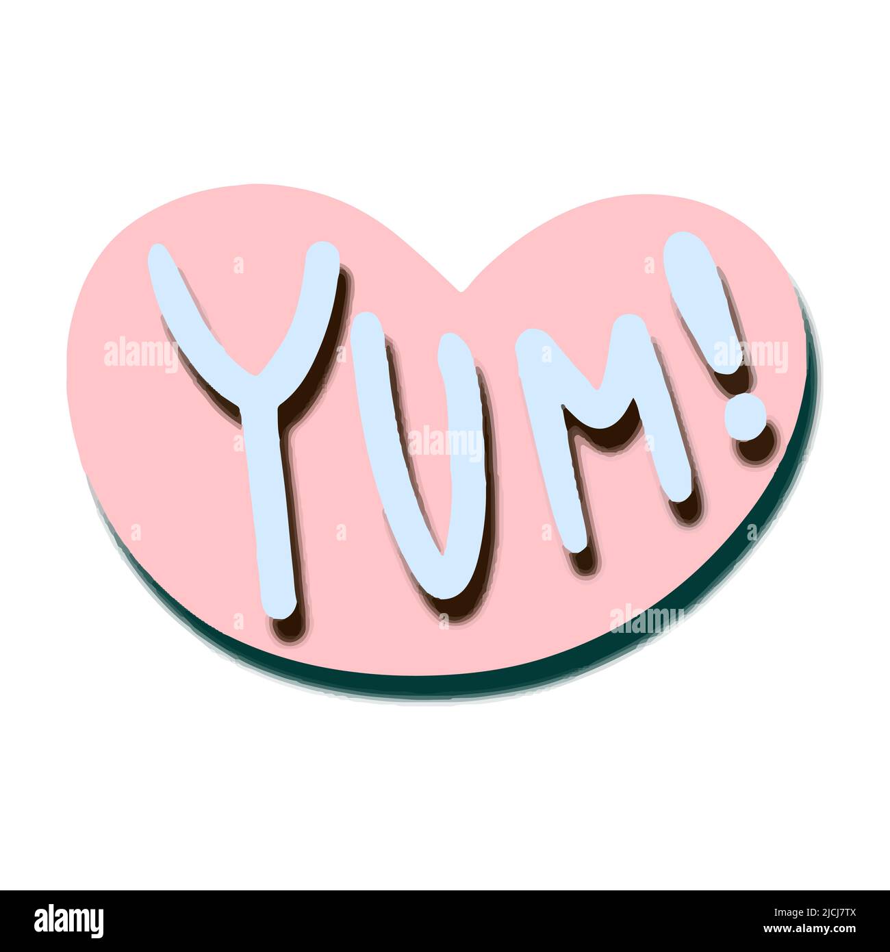 Vector The inscription yum on a pink heart in the style of paper cut ...