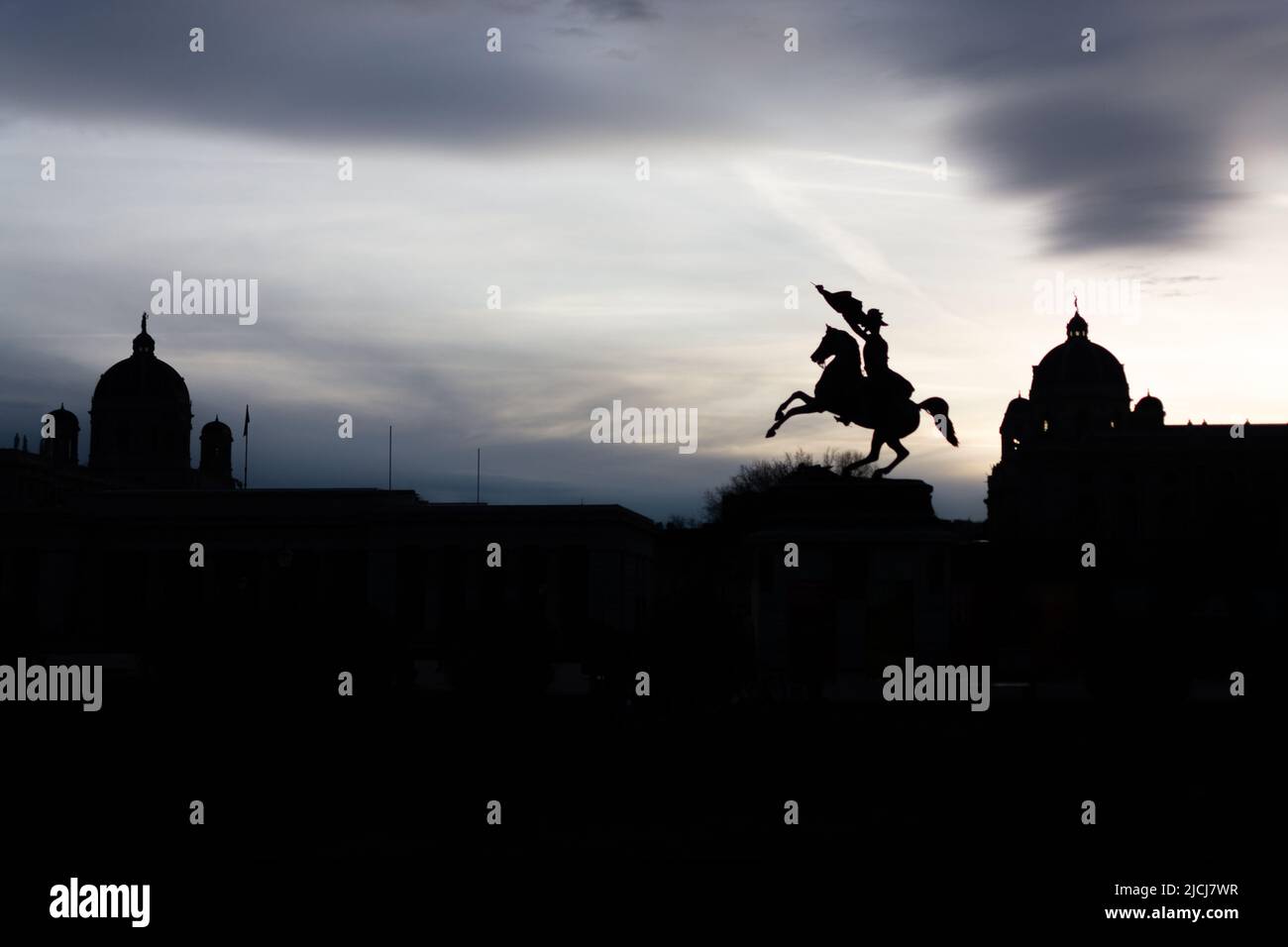 Capital of Austria Vienna, walking at sunset in central part of city ...