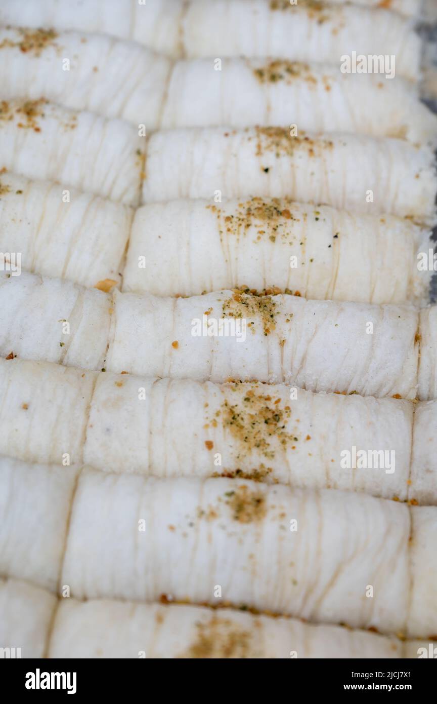 Turkish or arabic sweet coconut dessert, made from filo pastry, filled ...