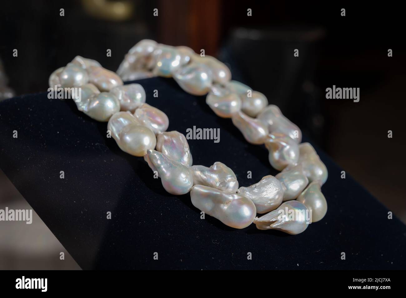 Natural grey and white river pearls necklace collier and another fine ...