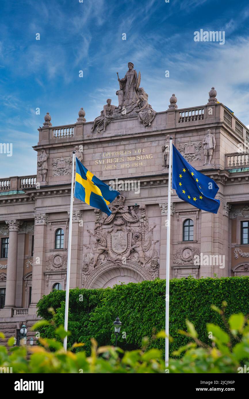 Parliament house (Riksdag) facade in Stockholm, Sweden. High quality ...