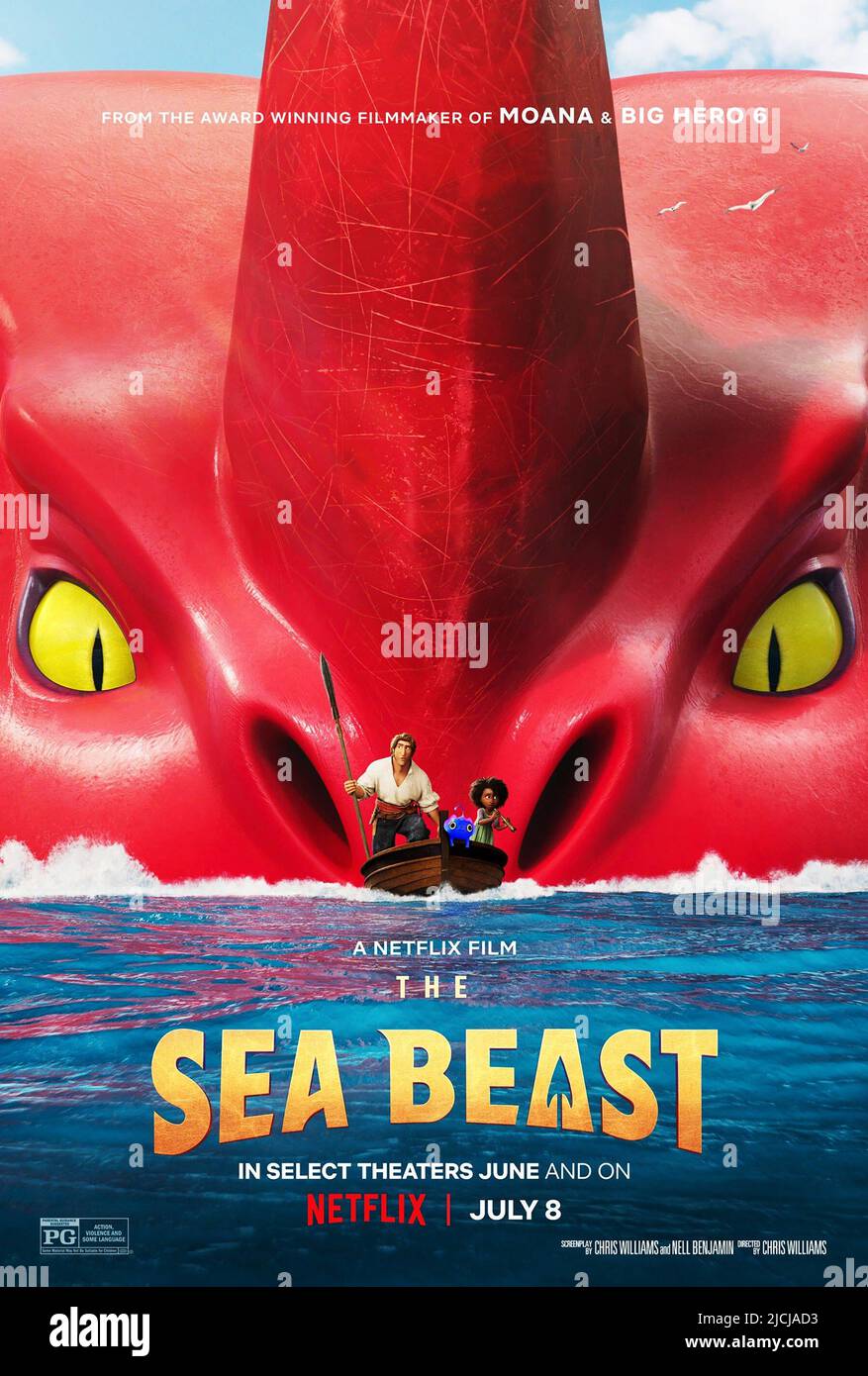 THE SEA BEAST, US poster, in boat, from left: Jacob Holland (voice ...
