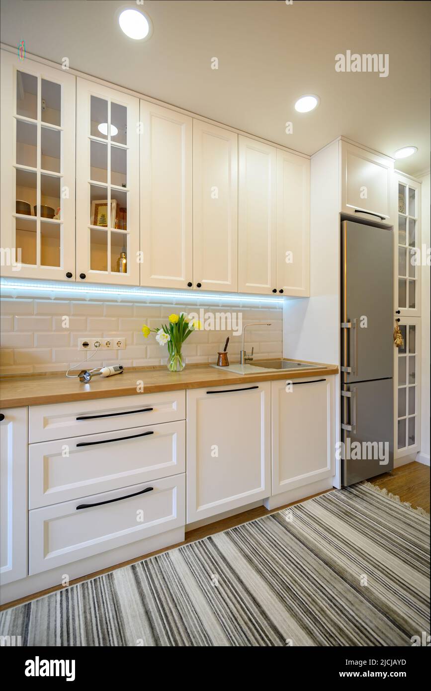 Kitchen interior fridge hi-res stock photography and images - Alamy