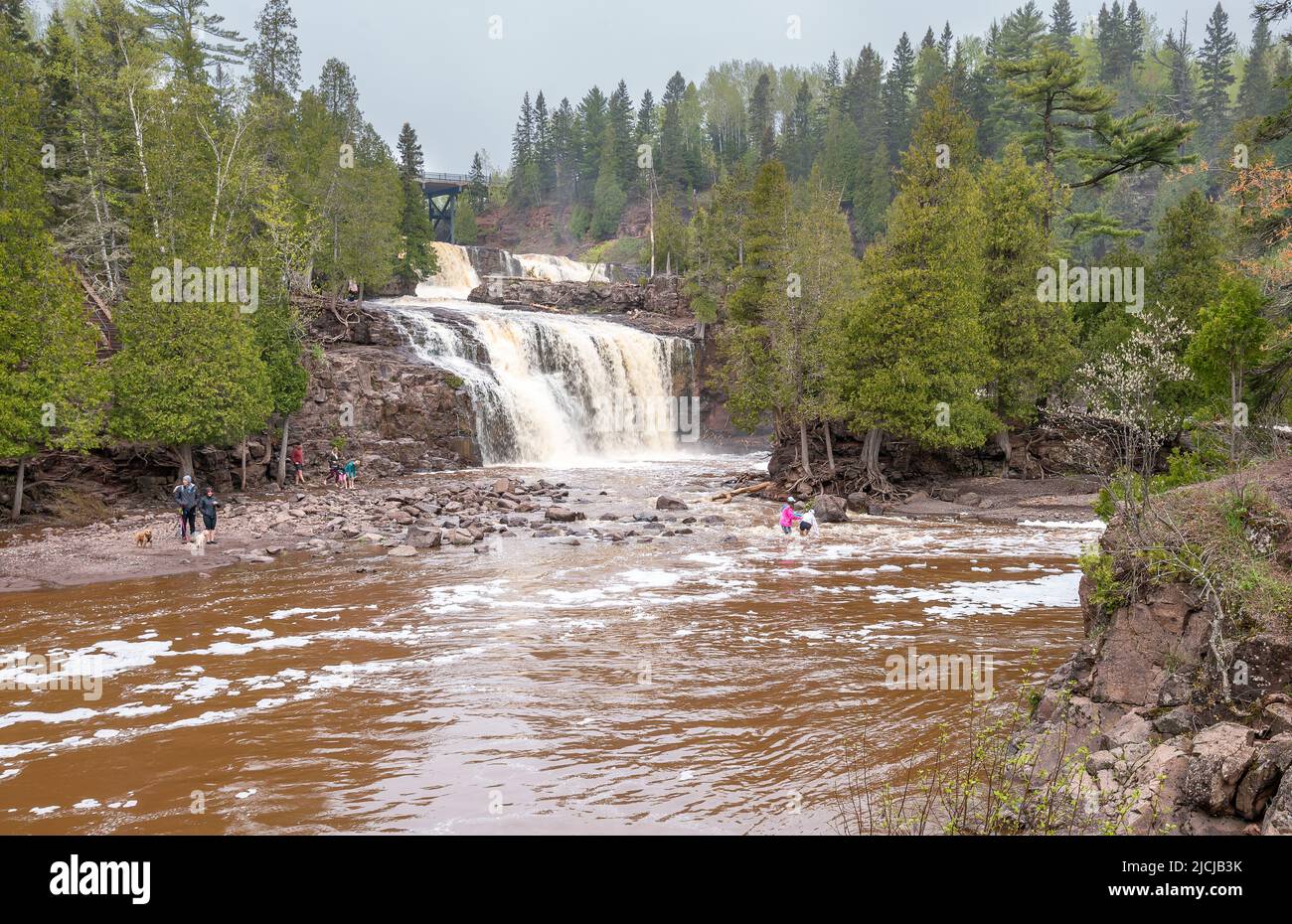 Gooseberry Falls State Park, Minnesota, USA – May 30, 2022: People and ...