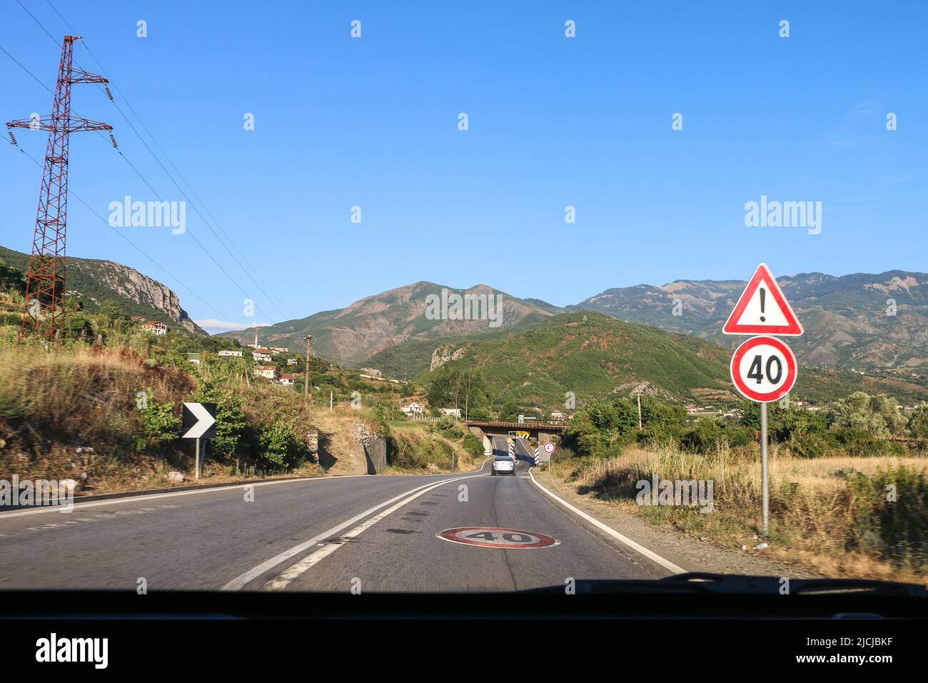 Albania - 15.07.2017: Typical intercity road in Albania with speed ...