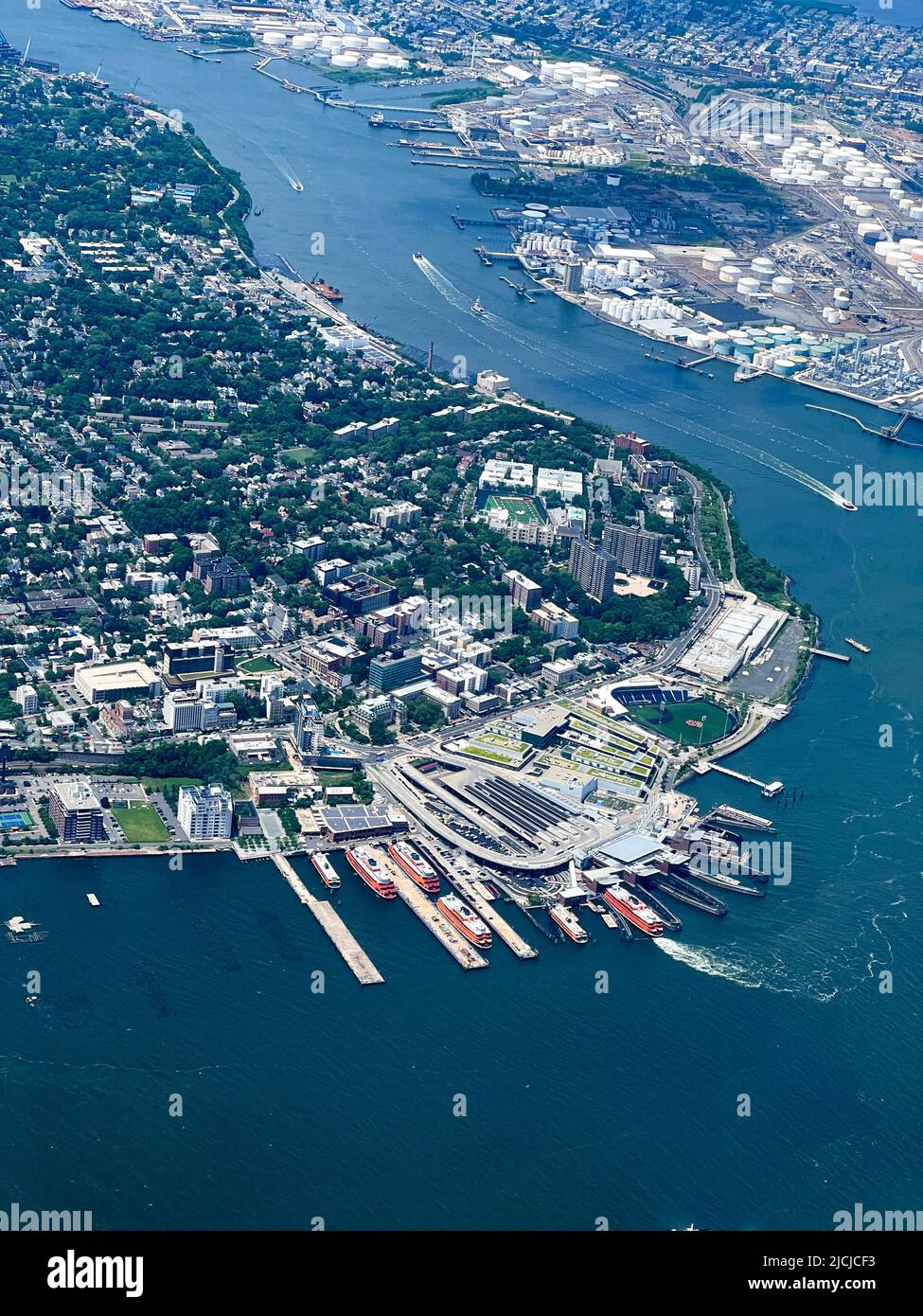 Aerial view of the Staten Island Ferry Terminal Tuesday, June 7, 2022 ...