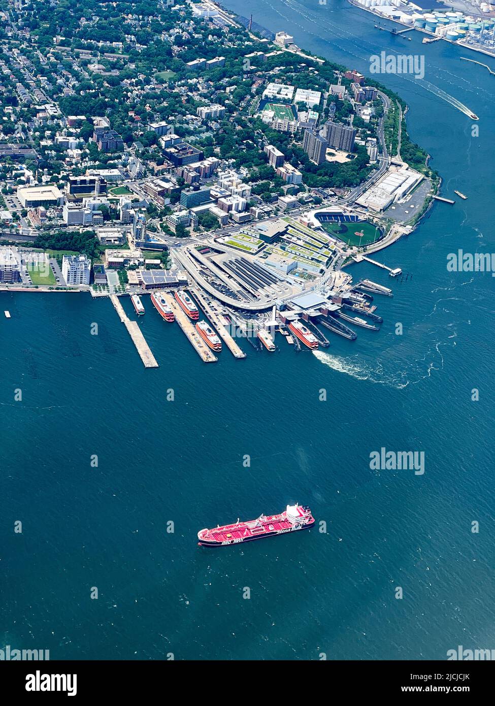 Aerial view of the Staten Island Ferry Terminal Tuesday, June 7, 2022 ...
