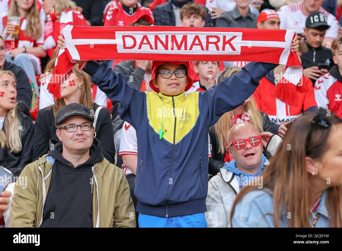 Copenhagen, Denmark. 13th June, 2022. Football fans of Denmark seen on ...
