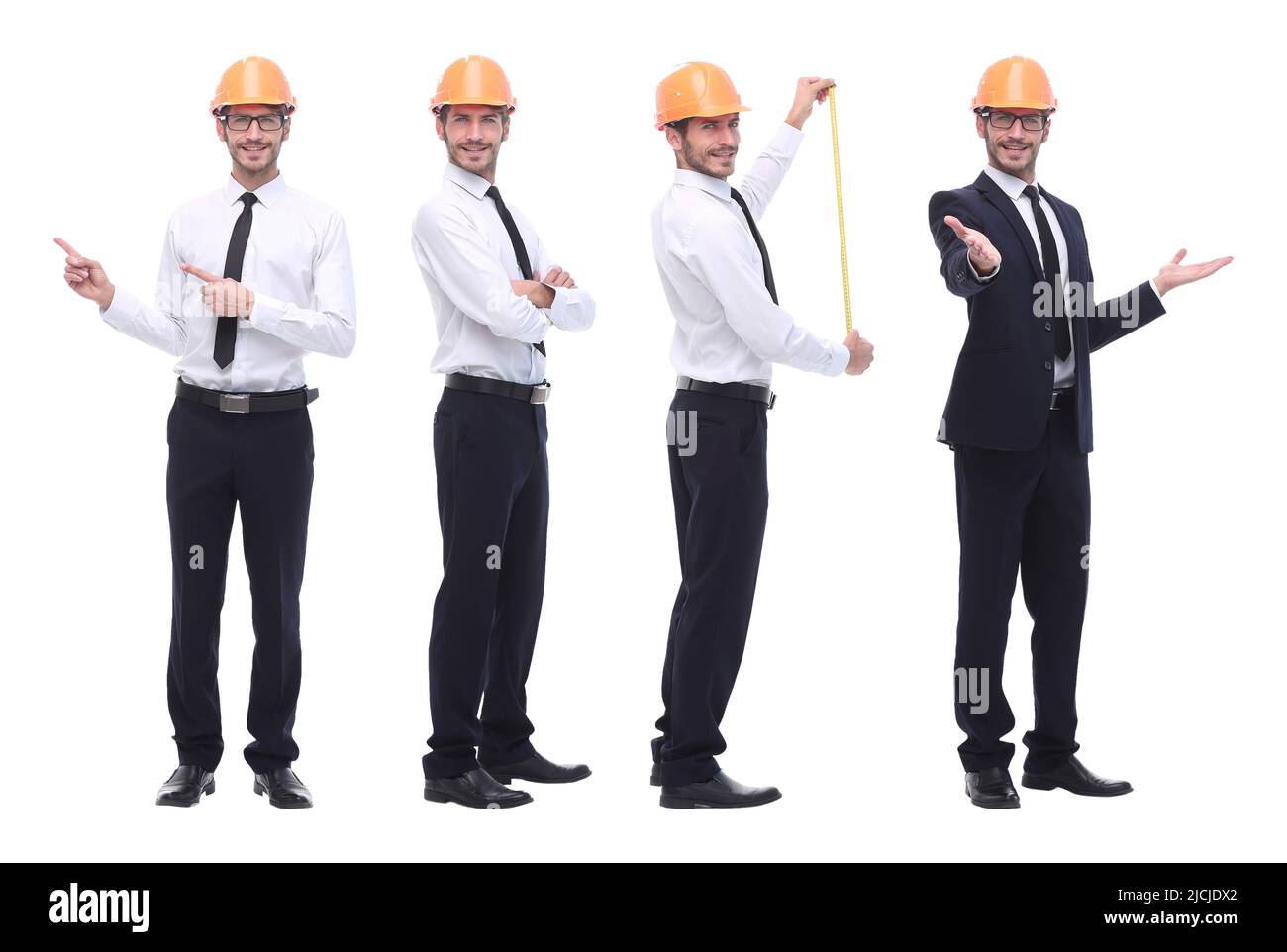 in full growth .competent engineer architect isolated on white Stock ...