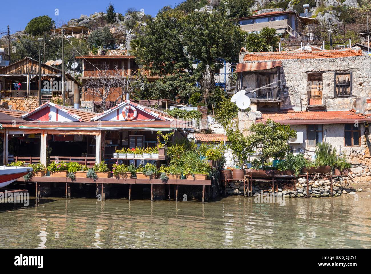 Old mediterranean village on Turkey coast along famous Lycian way Stock ...