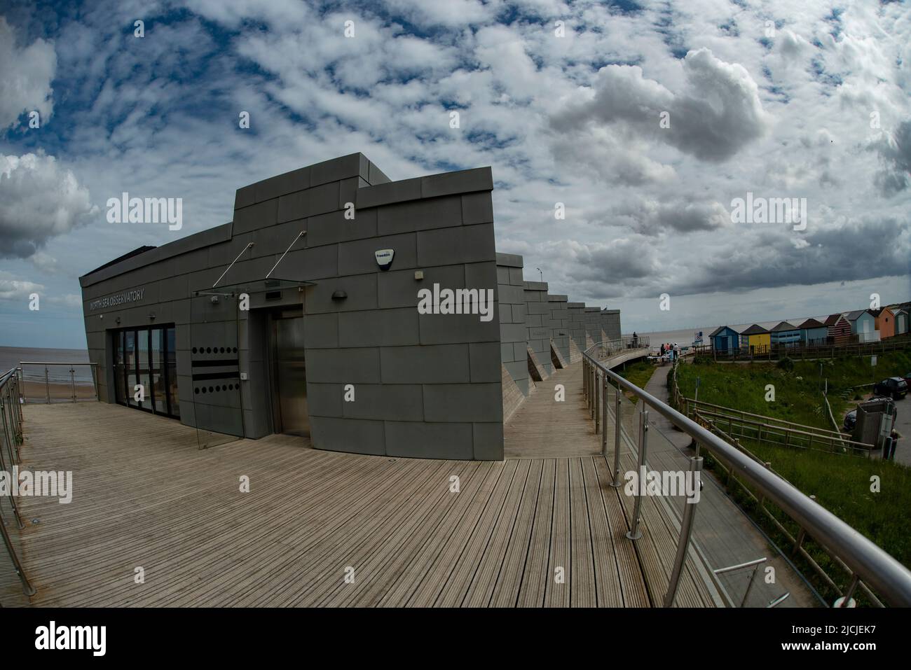 North Sea Observatory (and some of the beach huts behind), Chapel Point ...