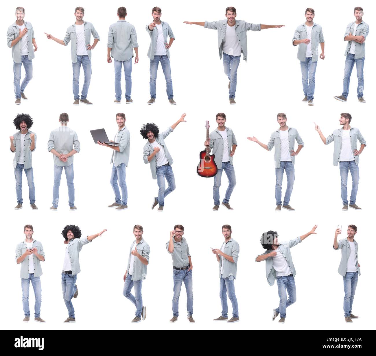 collage of portraits of modern cheerful guy Stock Photo - Alamy