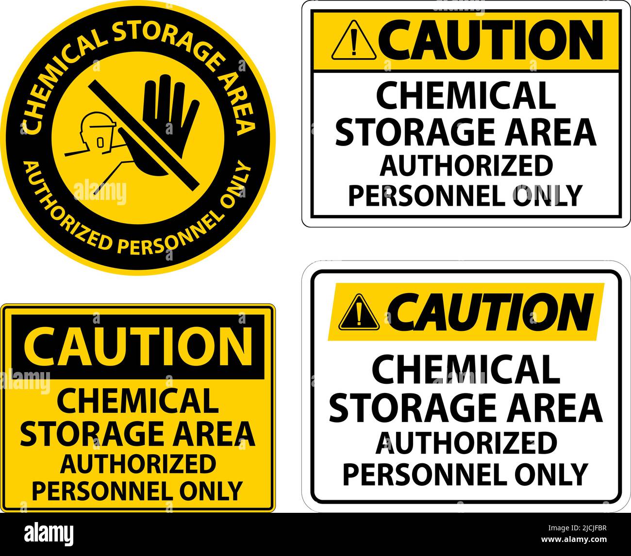 Caution Chemical Storage Area Authorized Personnel Only Symbol Sign ...