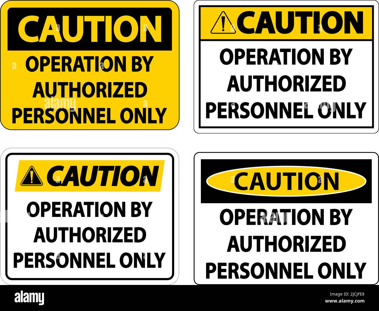 Caution Operation By Authorized Label Sign On White Background Stock ...