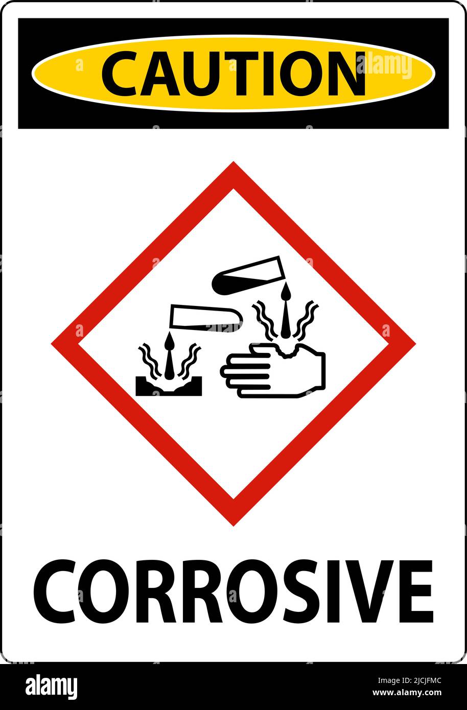 Caution Corrosive GHS Sign On White Background Stock Vector Image & Art ...