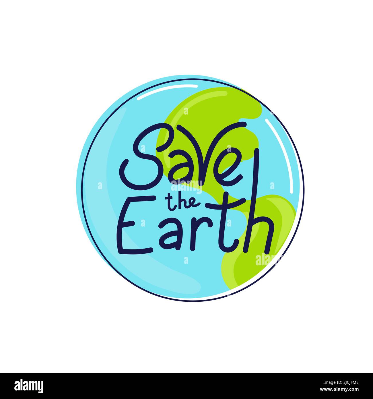 Save the Earth hand drawn lettering. Vector illustration in doodle ...