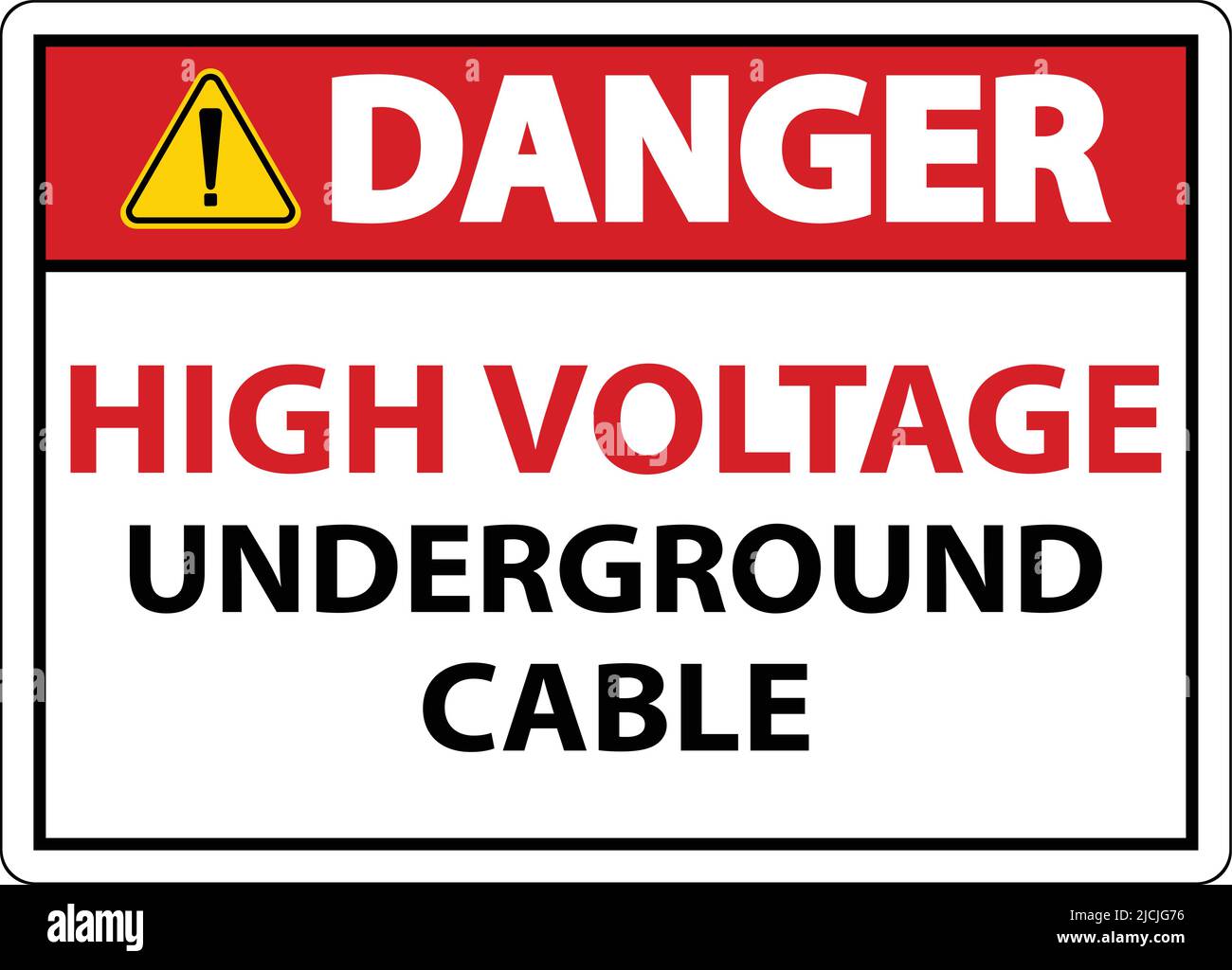 Danger High Voltage Cable Underground Sign On White Background Stock ...