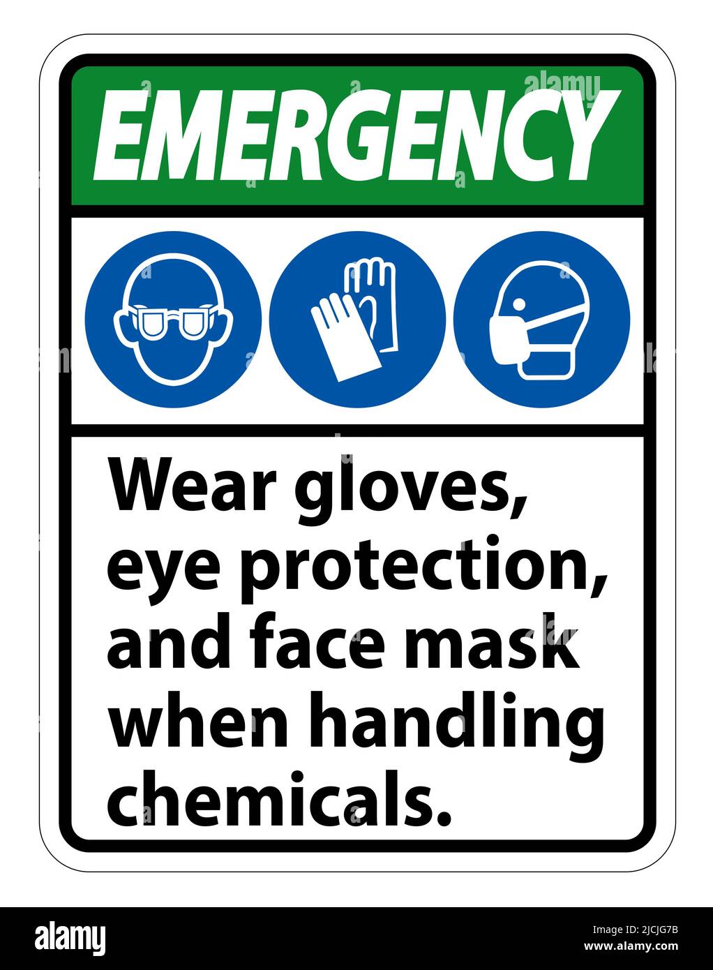 Emergency Wear Gloves, Eye Protection, And Face Mask Sign Isolate On ...