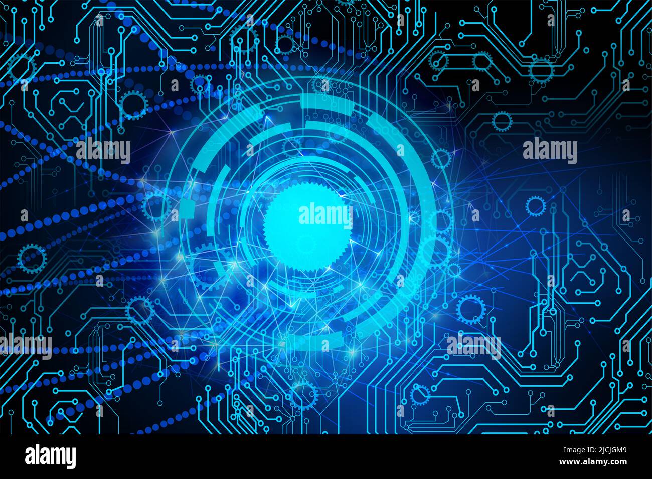 Vector illustration circuit board and hexagons background. Hi-tech ...