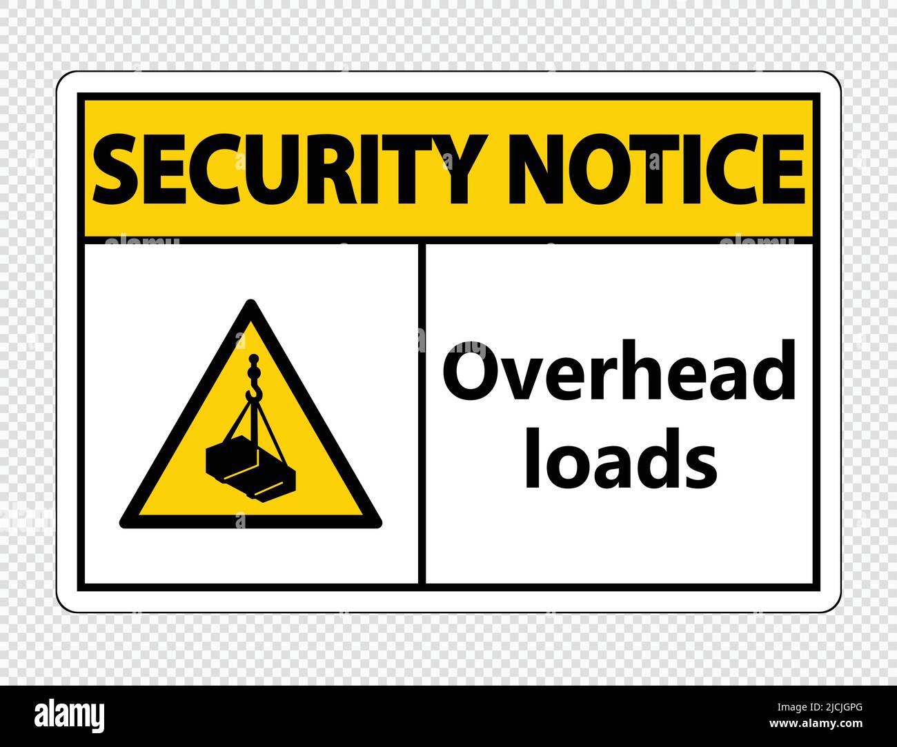 Security notice overhead loads Sign on transparent background,vector ...