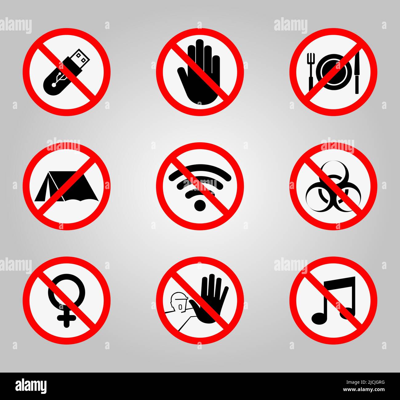 Prohibition Signs and Various warning sign icon Symbol Sign Isolate on ...
