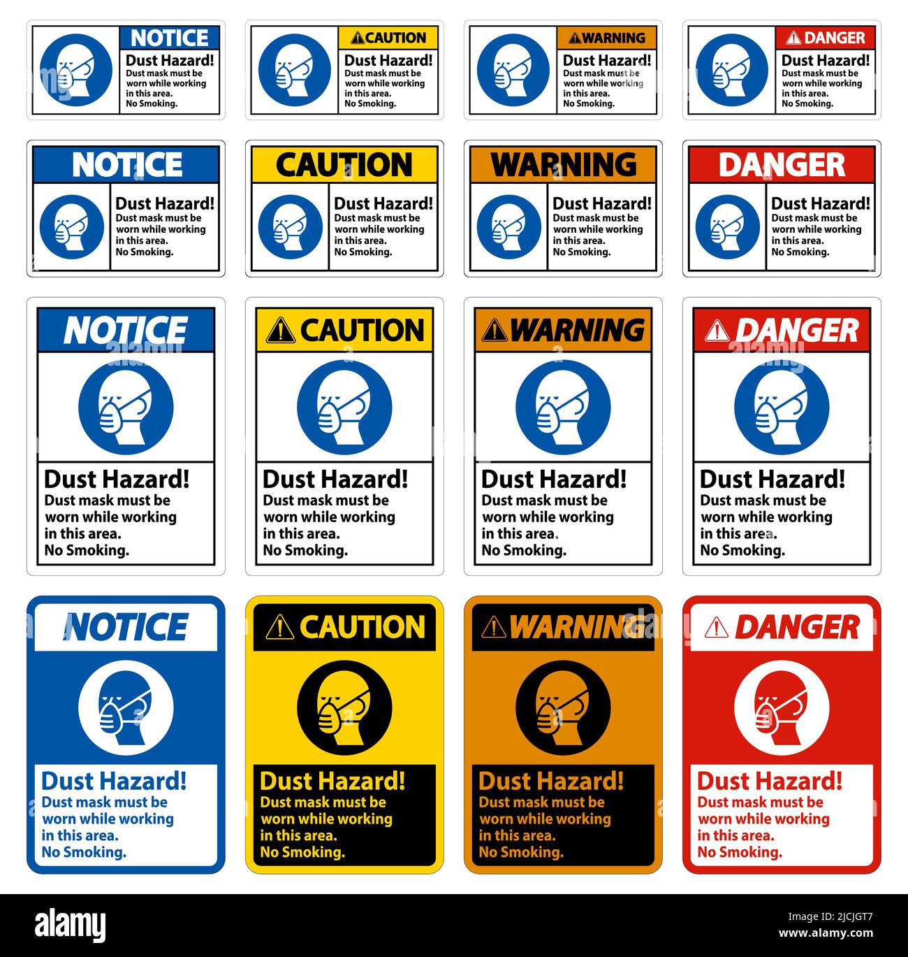 Warning No Smoking Sign Dust Hazard Dust Mask Must Be Worn While ...