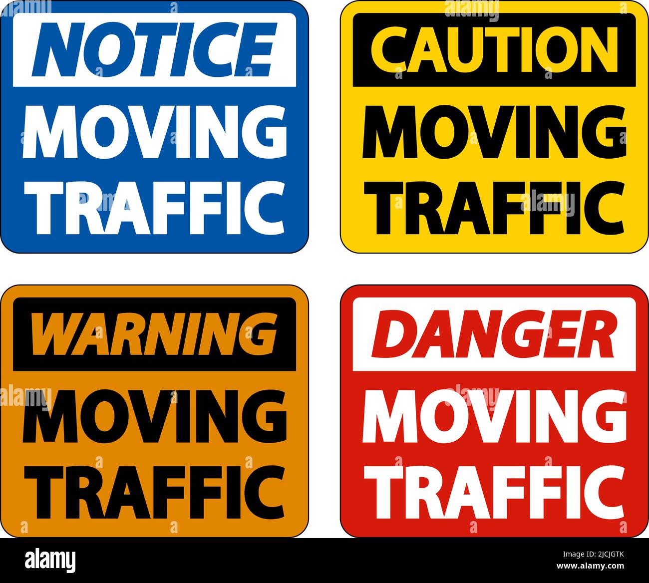 Caution Moving Traffic Sign On White Background Stock Vector Image ...