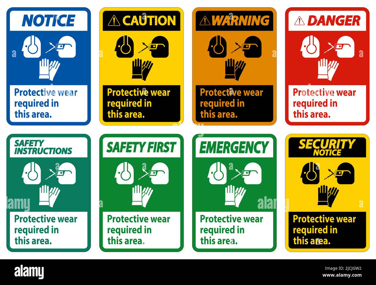 Wear Protective Equipment In This Area With PPE Symbols Stock Vector ...