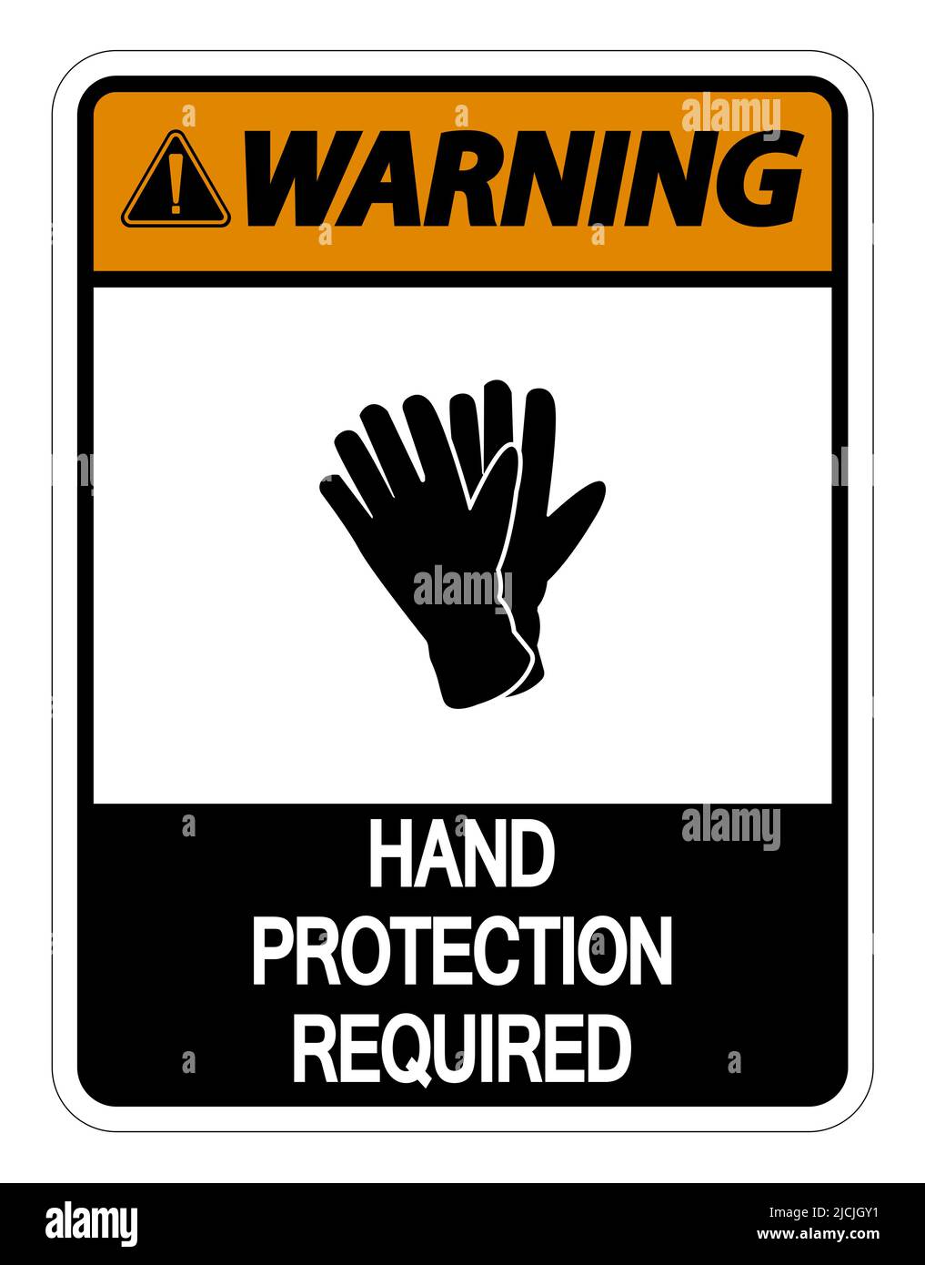 Warning Hand Protection Required Sign on white background,vector ...